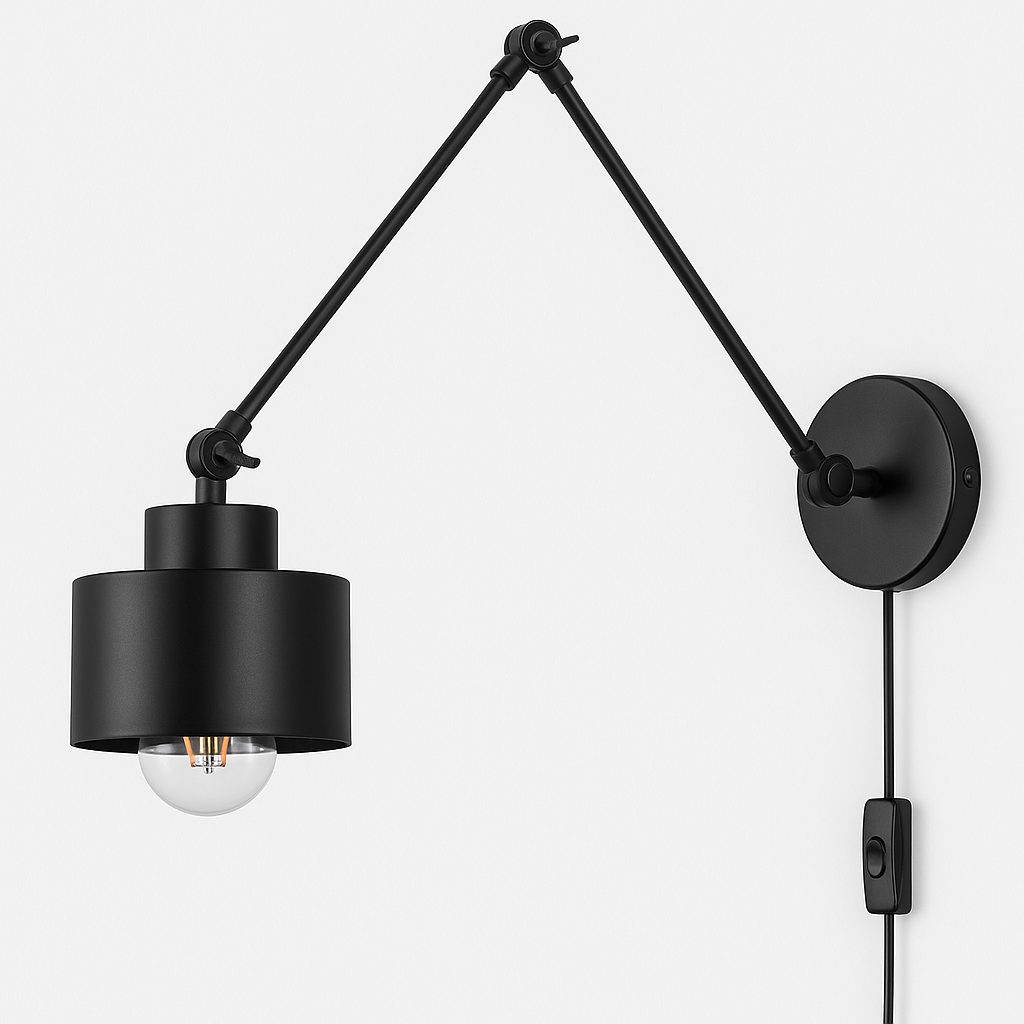 Moderne Wandlamp | Verstelbaar met arm | LED 1 x E27 | Zwart | LedLoket ...